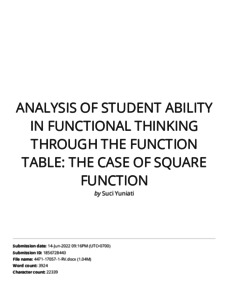 Analysis of Student Ability in Functional Thinking Through The Function Table: The Case Of ...
